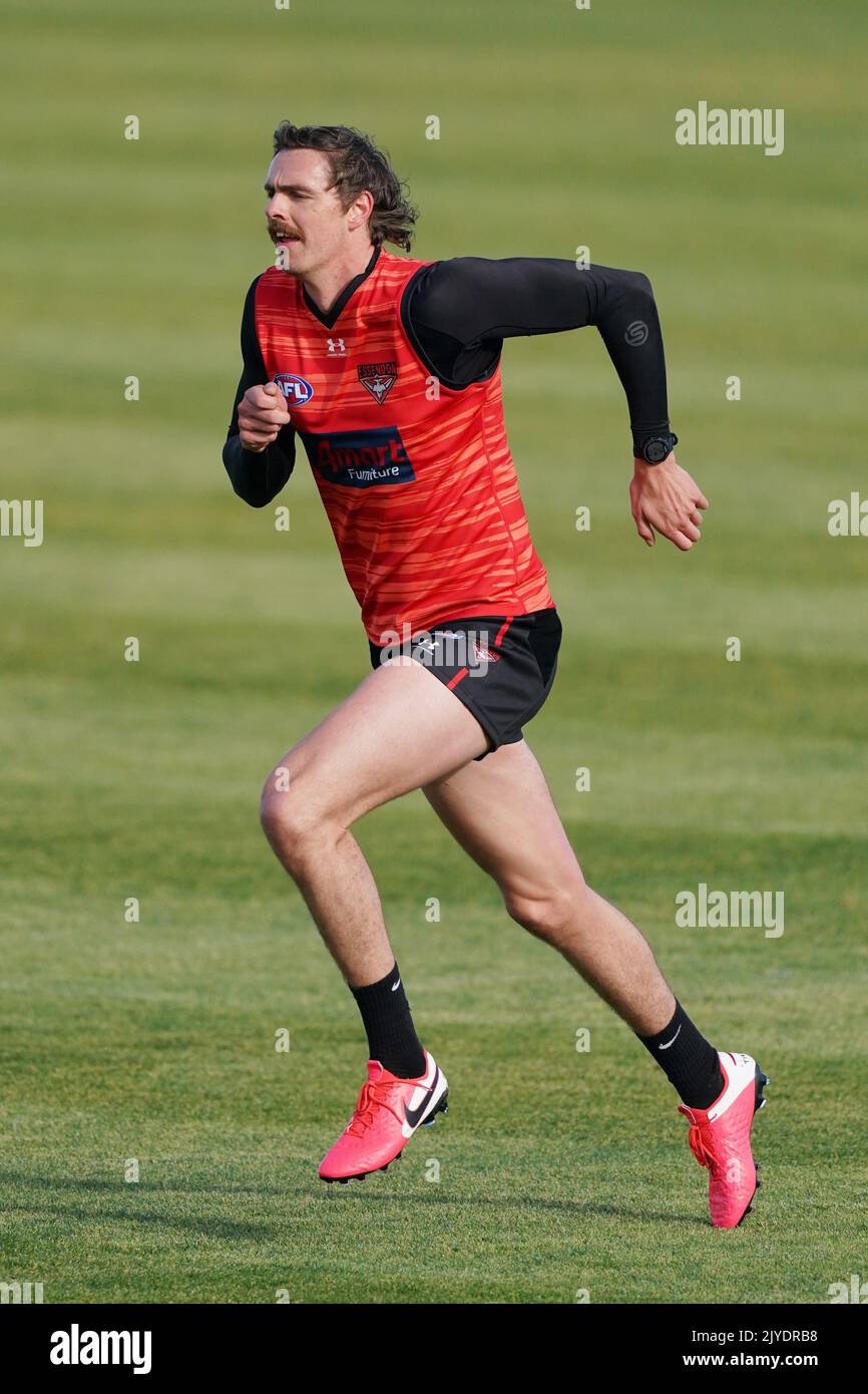 Joe Daniher of the Bombers runs during an Essendon Bombers AFL training ...