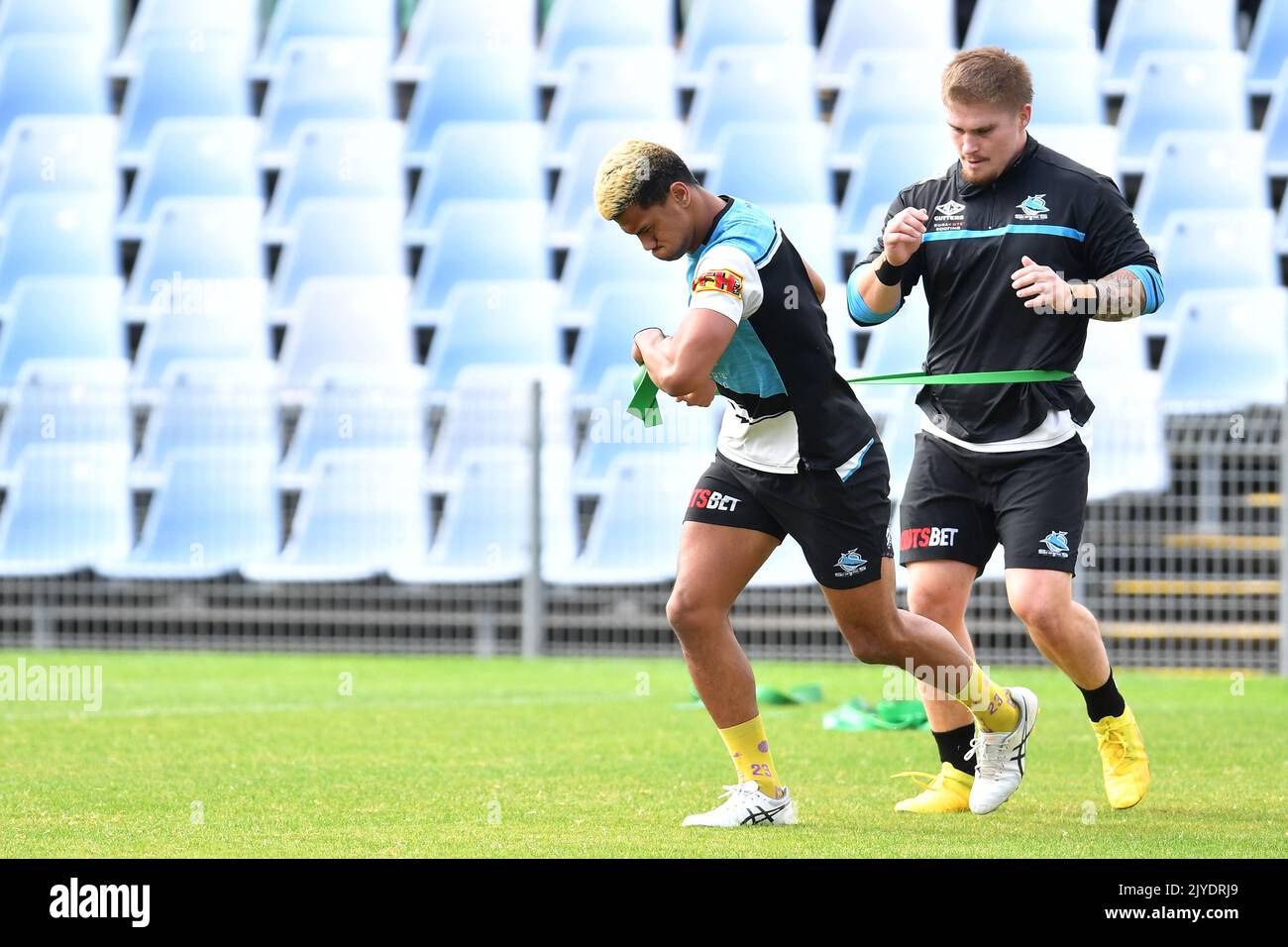 Sharks players Ronaldo Mulitalo (left) and Daniel Vasquez (right ...