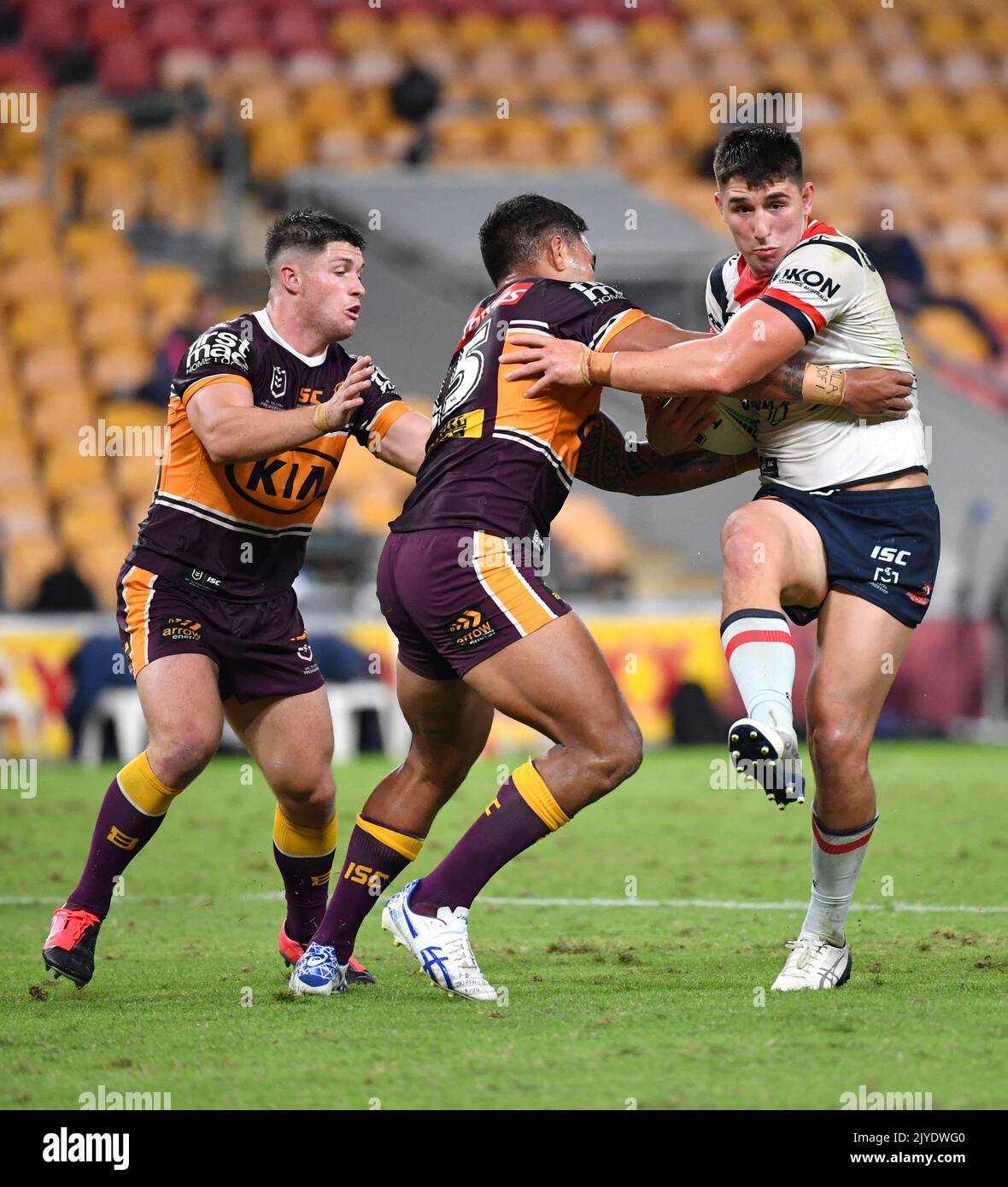 Victor Radley (right) of the Roosters in action during the Round 4 NRL ...