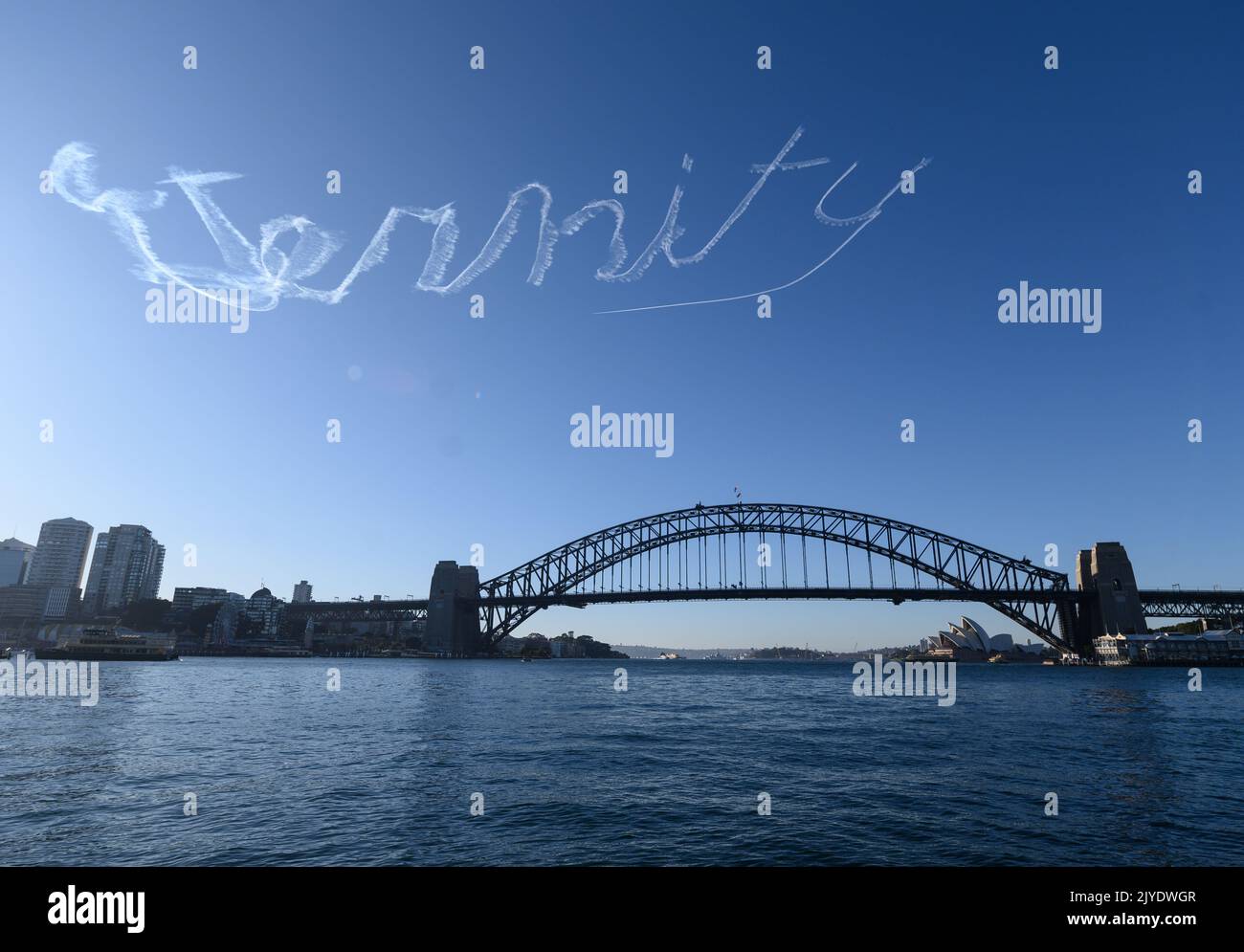 The word of the millennium, ETERNITY, is written above the Sydney ...