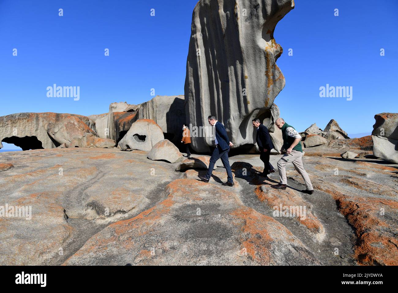 South Australian Premier Steven Marshall is seen at Remarkable Rocks ...