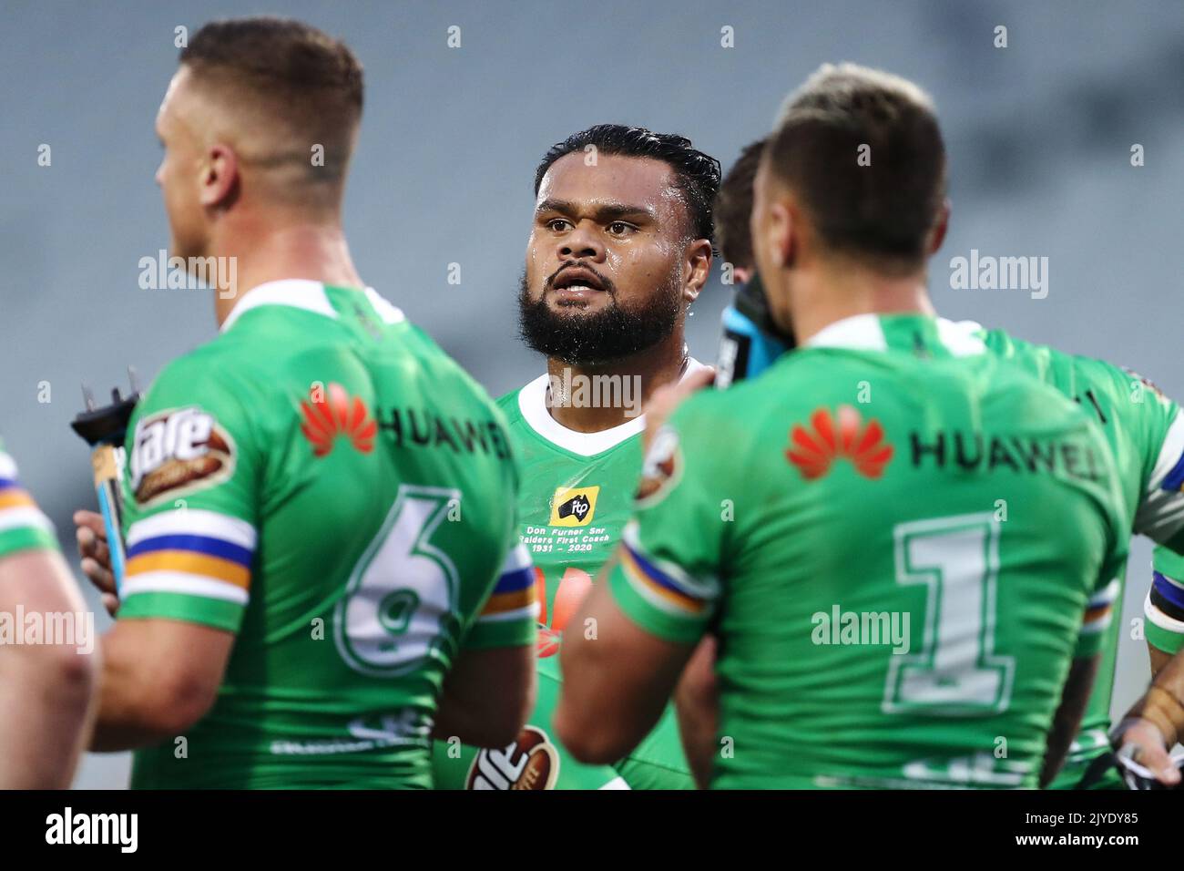 Dunamis Lui of the Raiders reacts after a Knights try during the Round ...