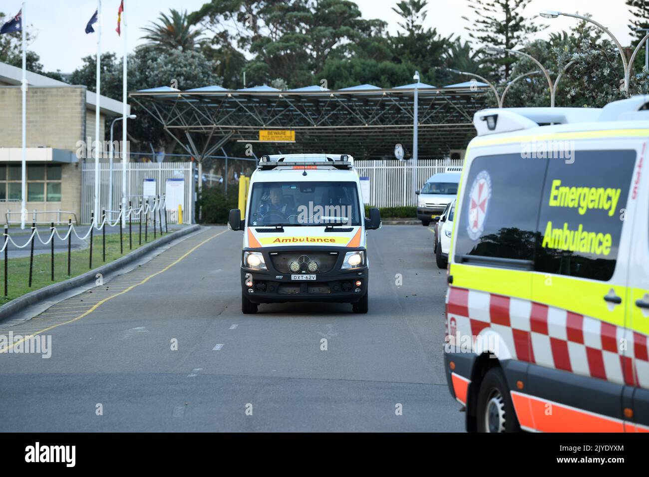 A ambulance leaves the Long Bay Correctional Complex in Sydney, Monday ...
