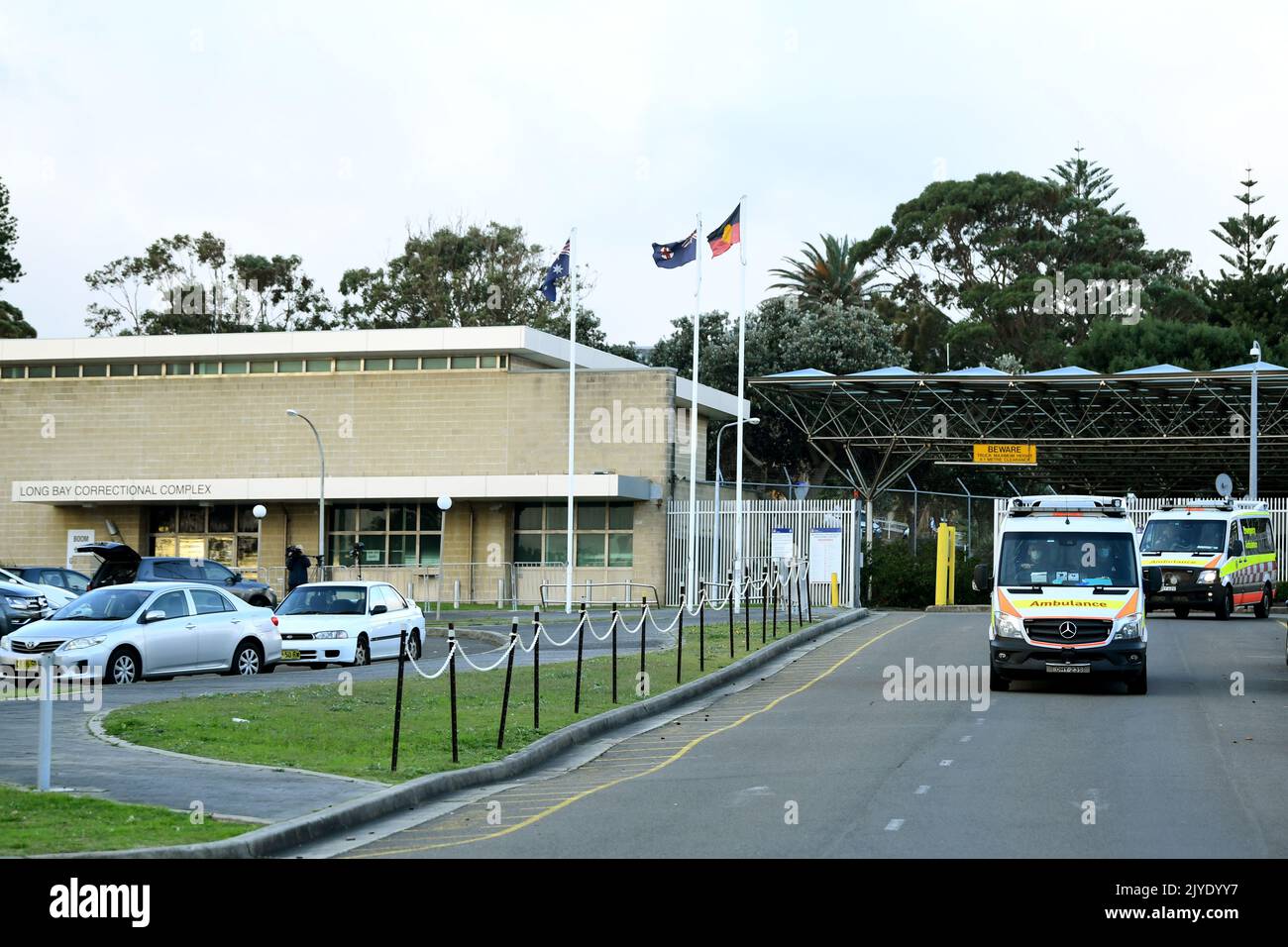 An ambulance leaves the Long Bay Correctional Complex in Sydney, Monday ...