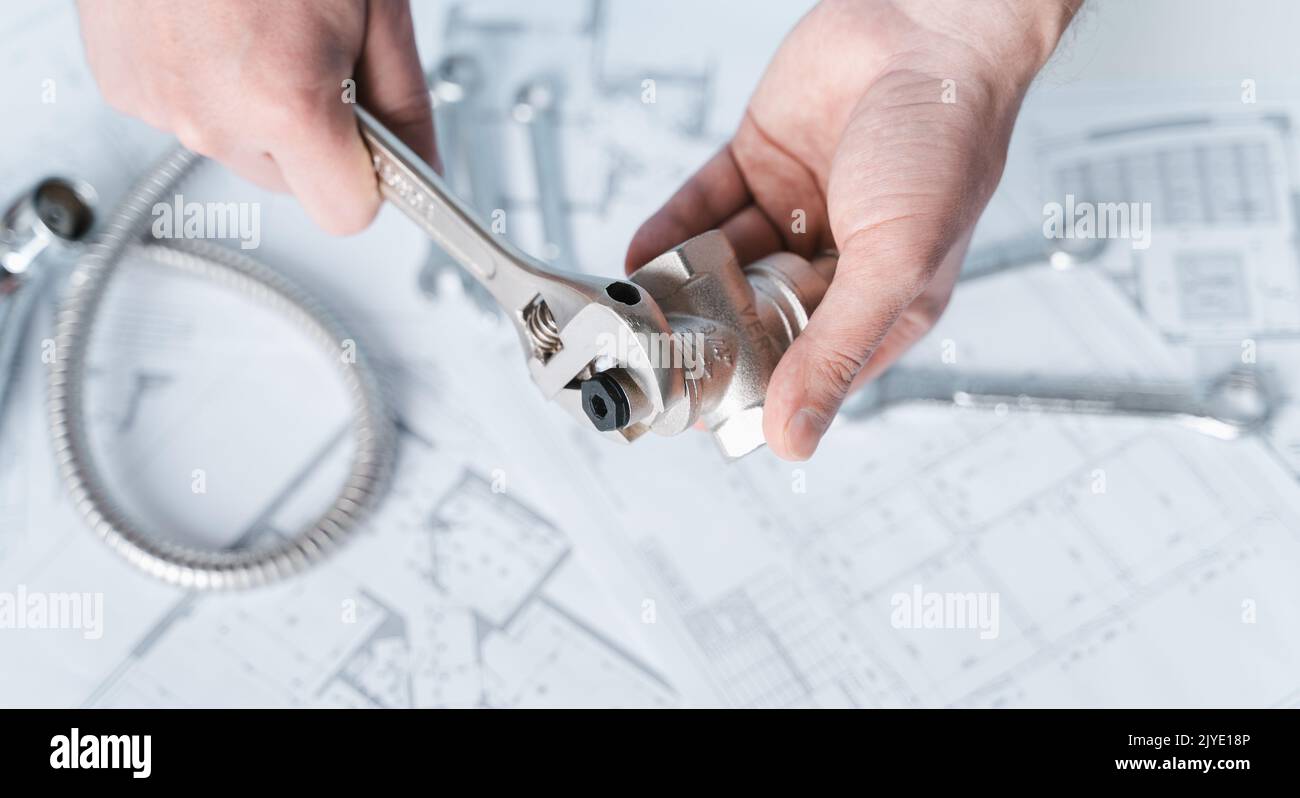 Plumbing project in house.Drawing,diagrams,plan of water supply of ...