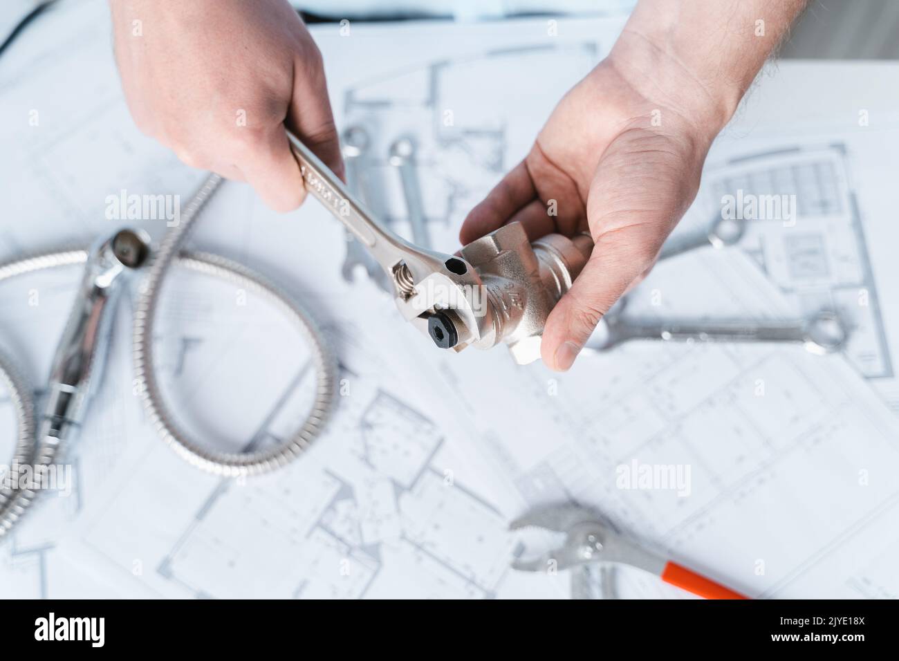 Plumbing project in house.Drawing,diagrams,plan of water supply of ...