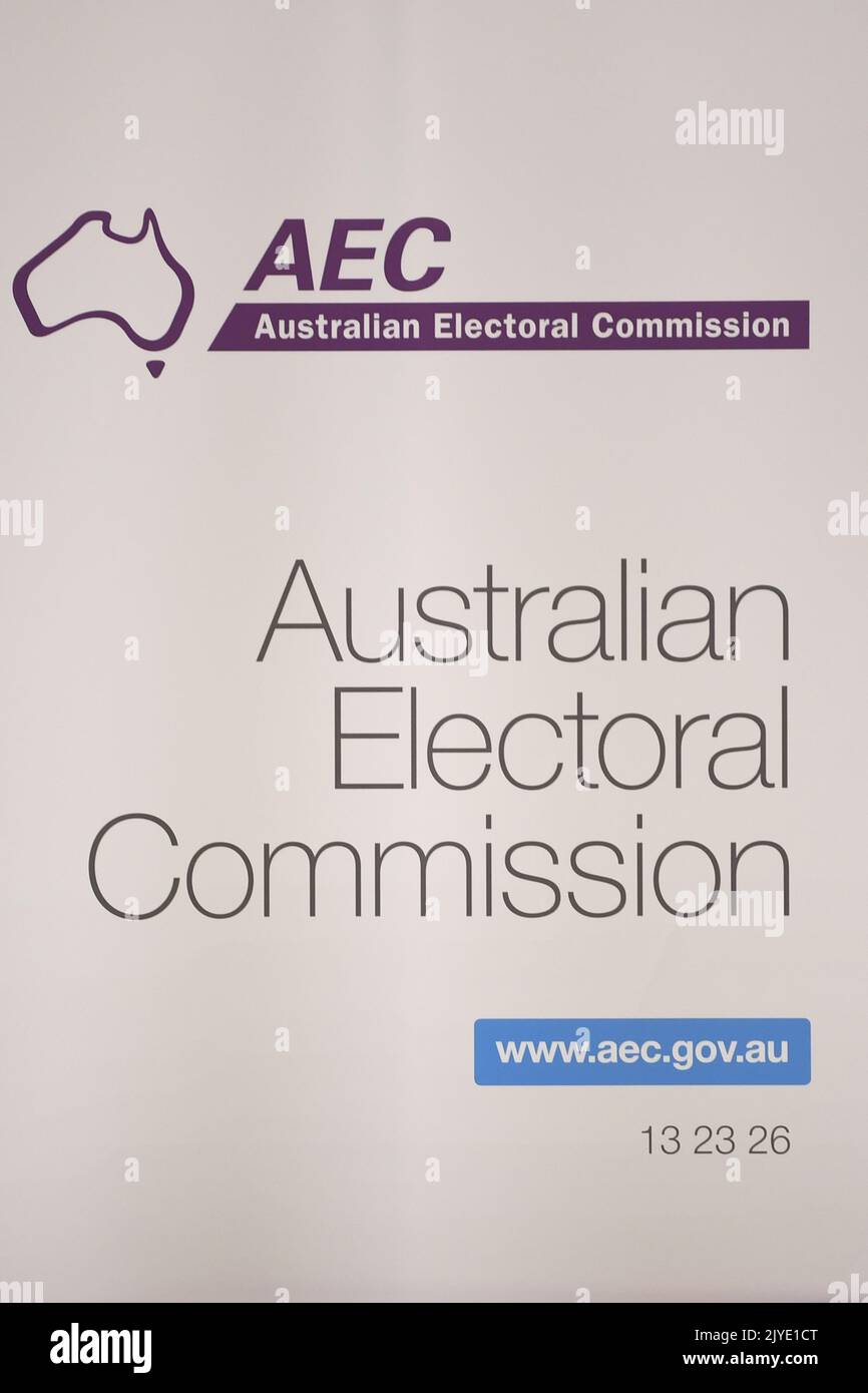 The logo of the Australian Electoral Commission (AEC) is seen during ...