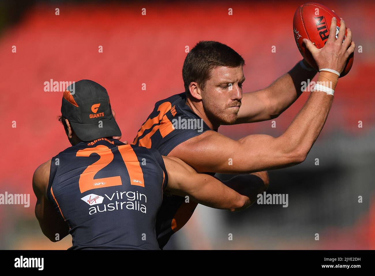 Aidan Corr during a GWS Giants AFL training session in Sydney, Thursday ...