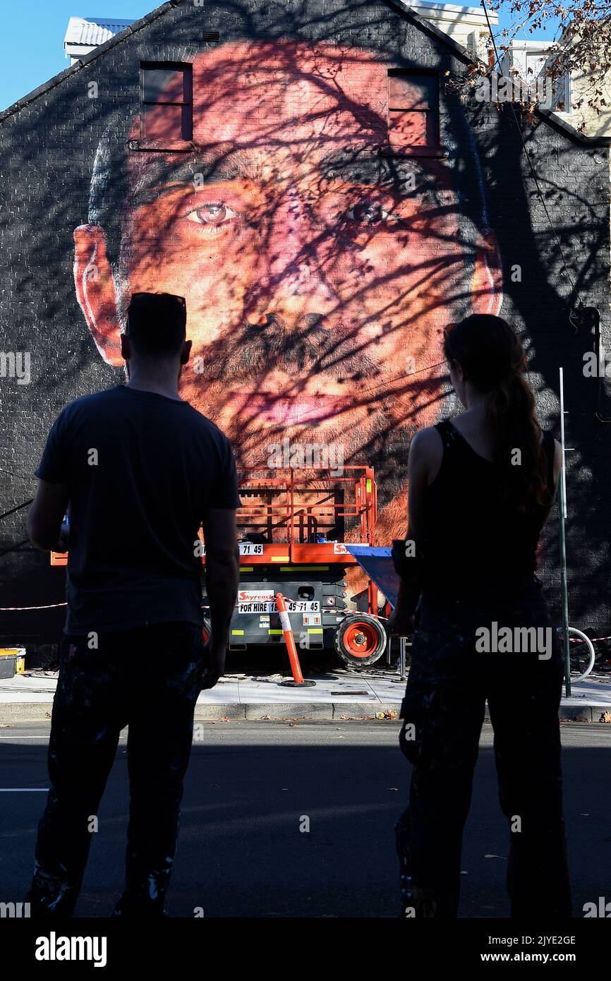 A mural of former AFL player Adam Goodes in Surry Hills, Sydney ...
