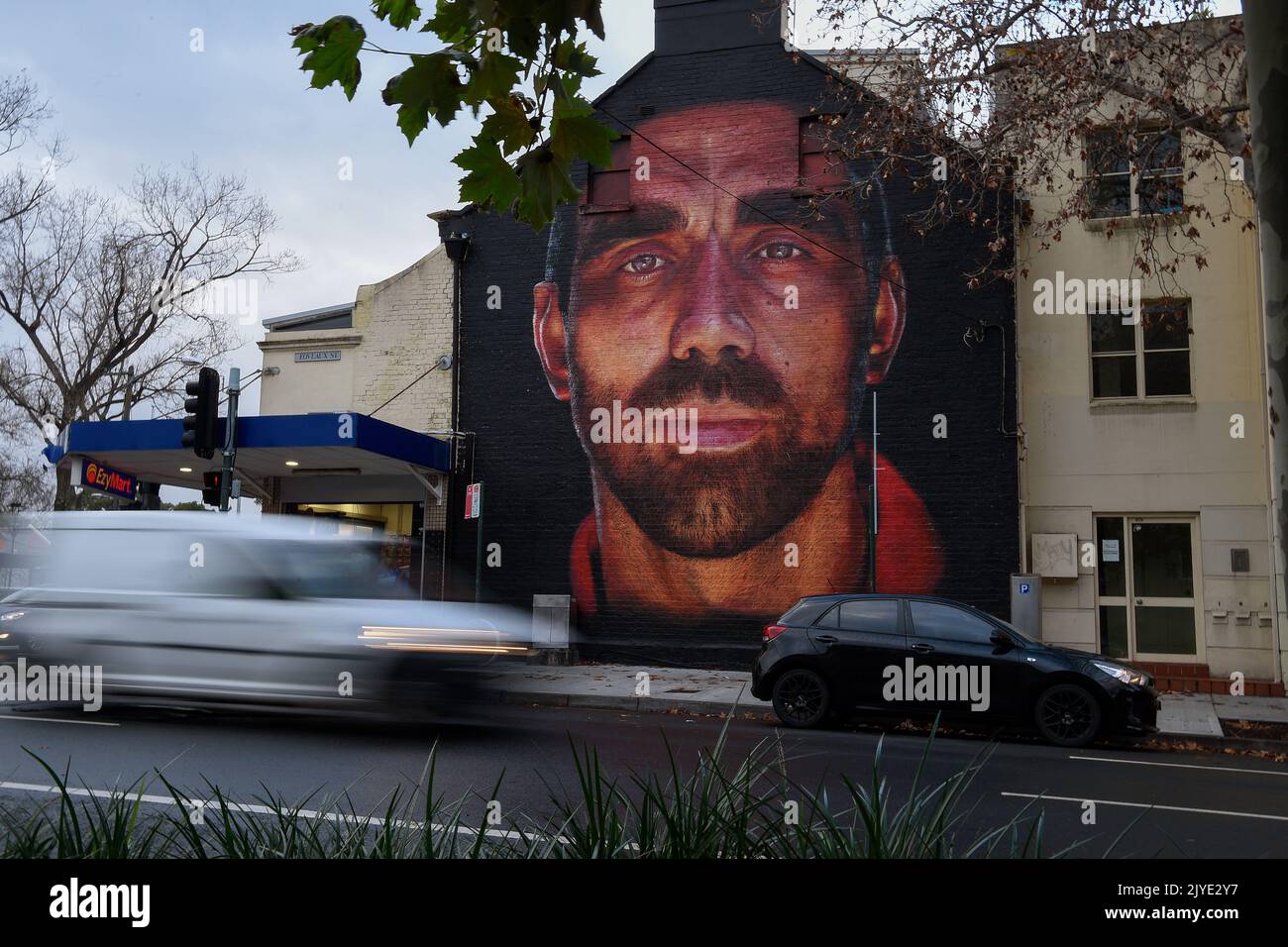 A mural of former AFL player Adam Goodes in Surry Hills, Sydney, Friday ...