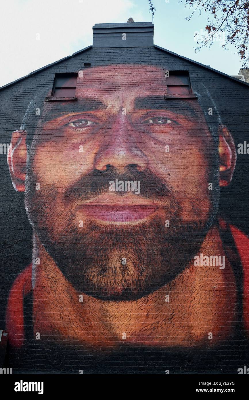A mural of former AFL player Adam Goodes in Surry Hills, Sydney, Friday ...