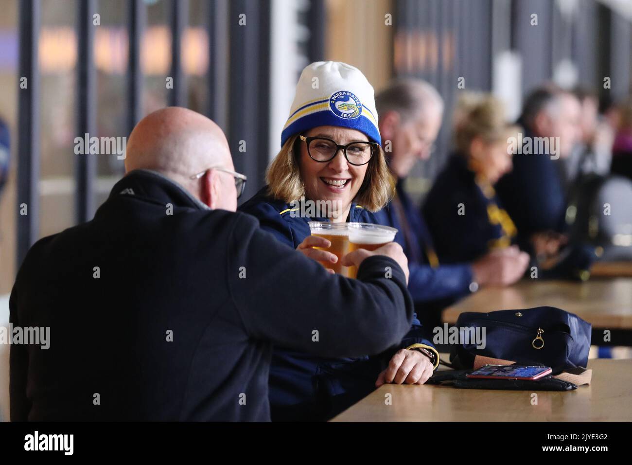 Eels fans share a beer prior to the Round 5 NRL match between the ...