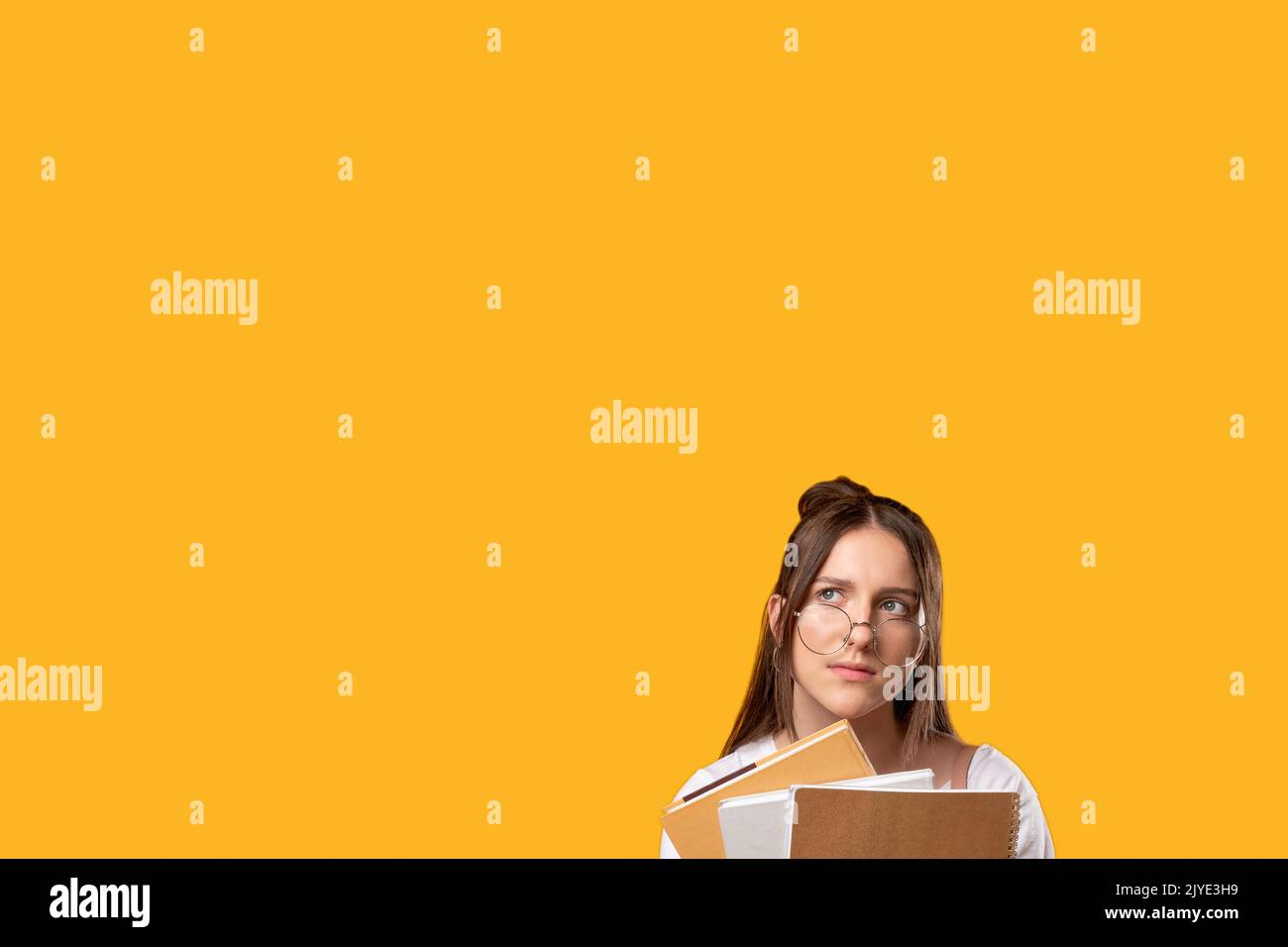 think idea smart student dreamful woman Stock Photo - Alamy