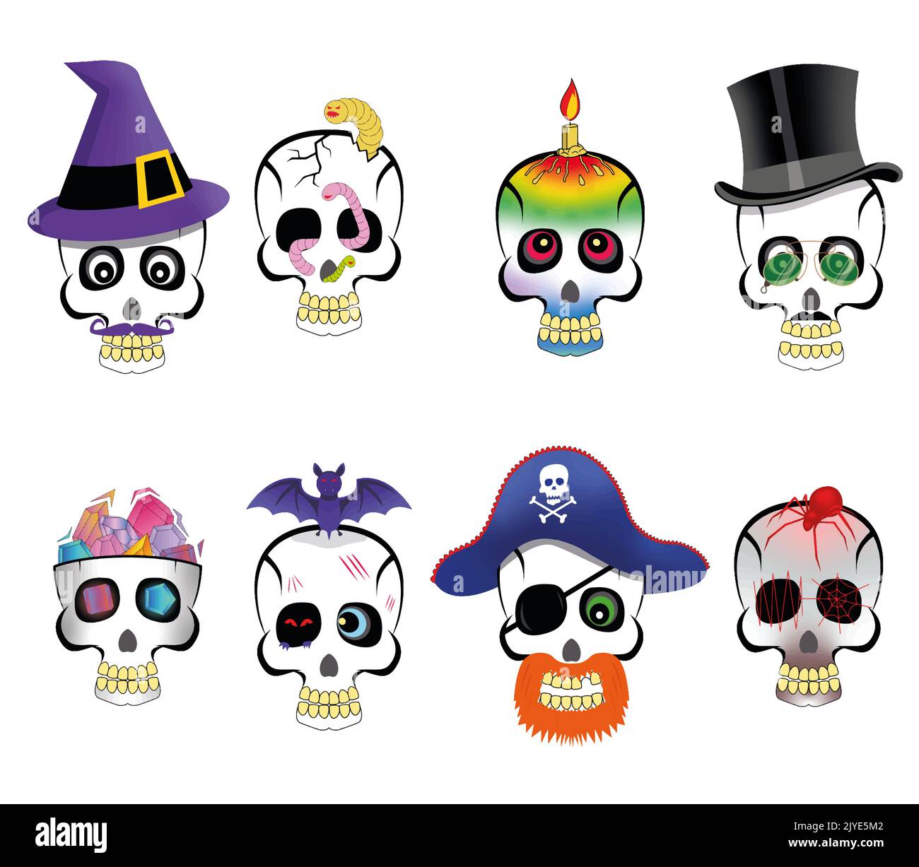 halloween skulls pack with yellow teeth vector Stock Vector Image & Art ...