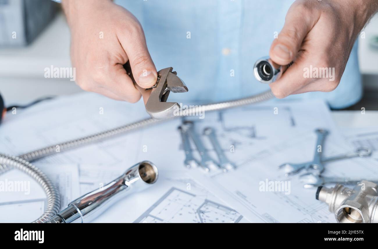 Plumbing project in house.Drawing,diagrams,plan of water supply of ...