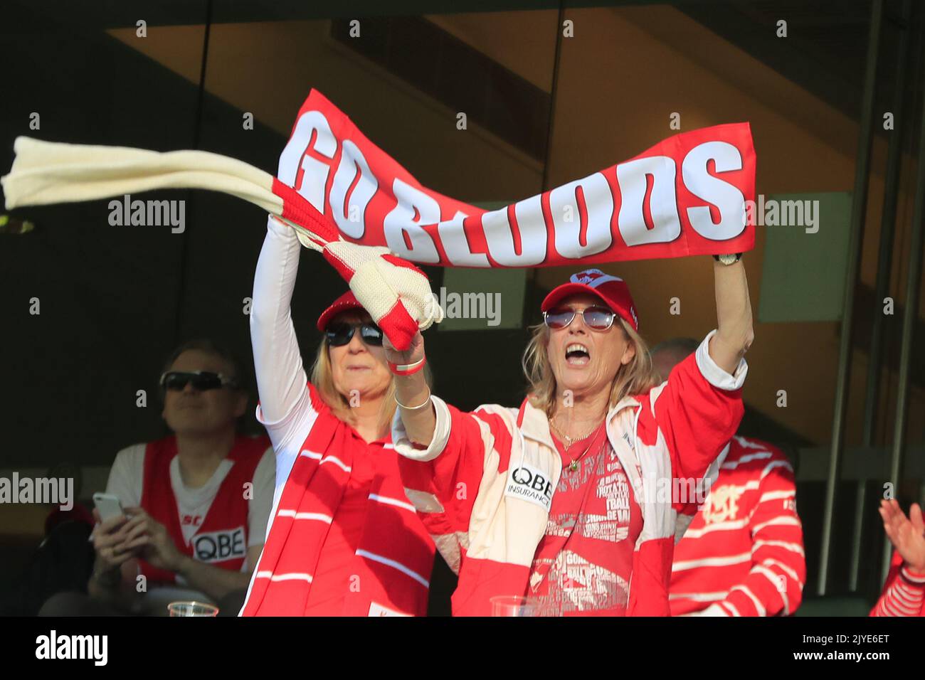 Swans fans cheer from high up in the stands during the Round 2 AFL ...