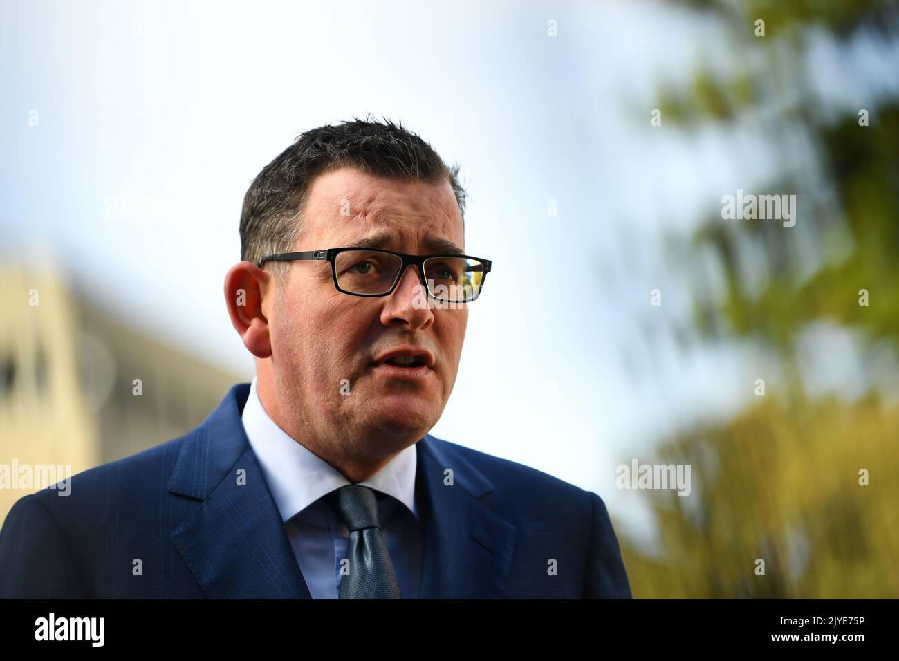 Victorian Premier Daniel Andrews speaks to media ahead of a sitting of ...
