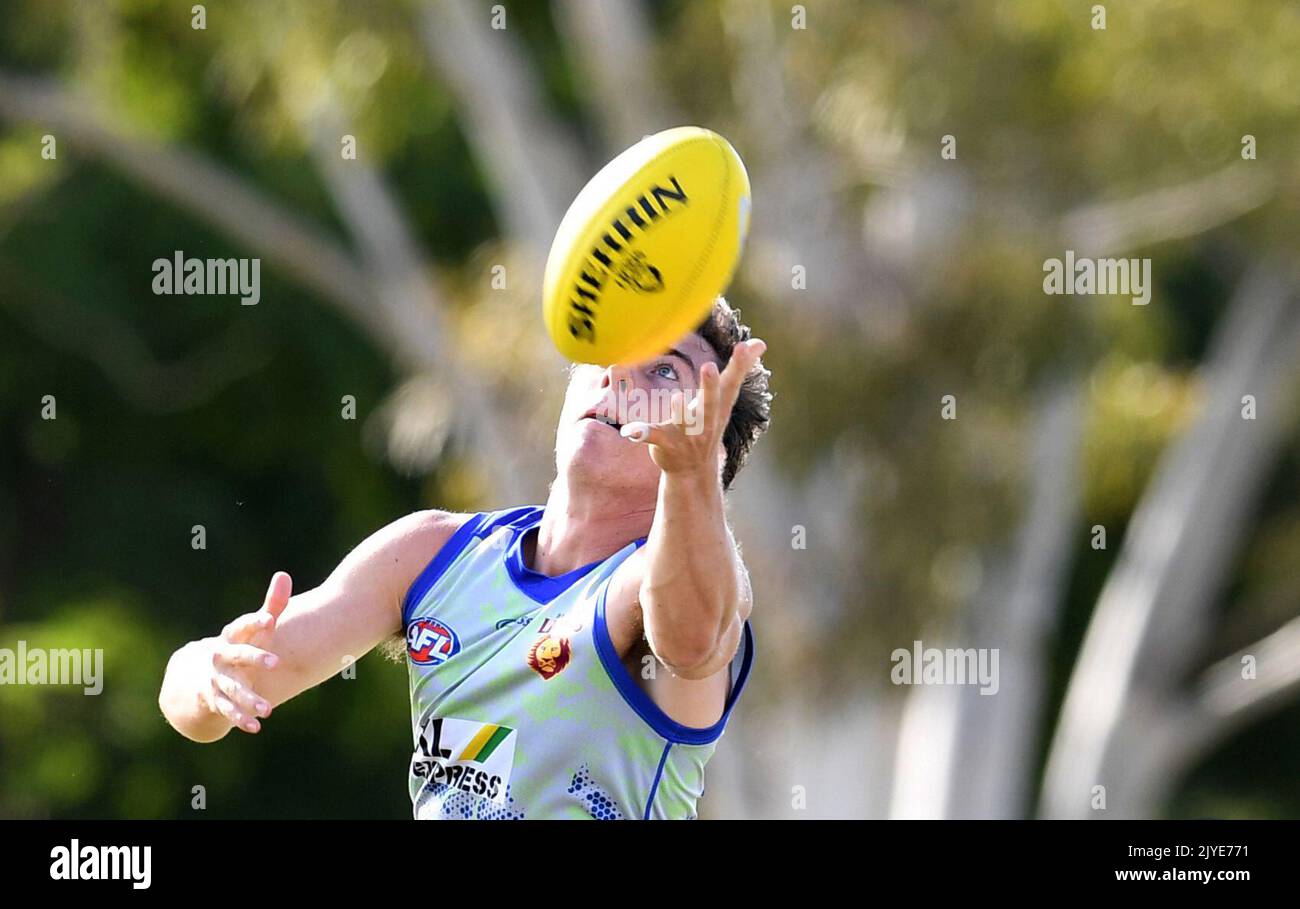 Brisbane Lions player Noah Answerth is seen during training at Leyshon ...