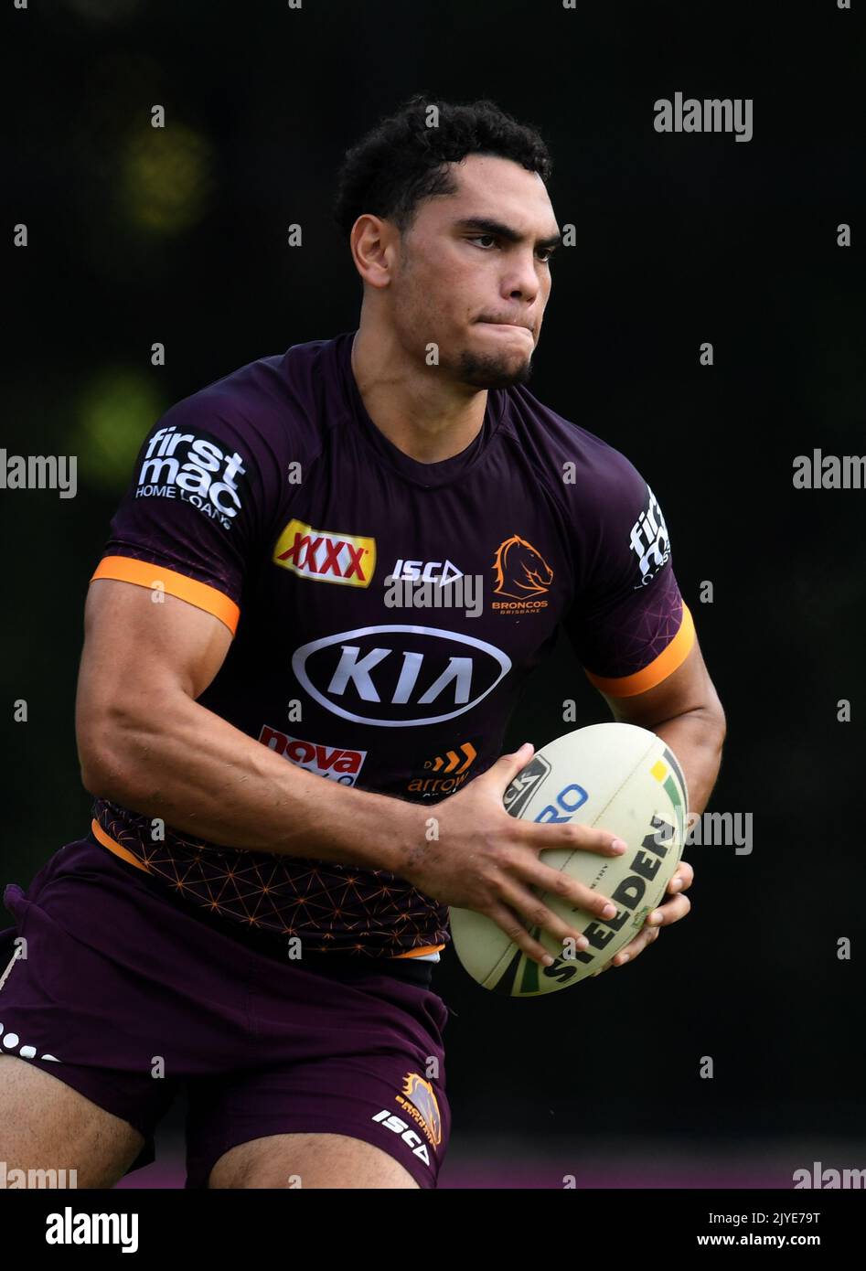 Brisbane Broncos player Xavier Coates is seen during training in ...