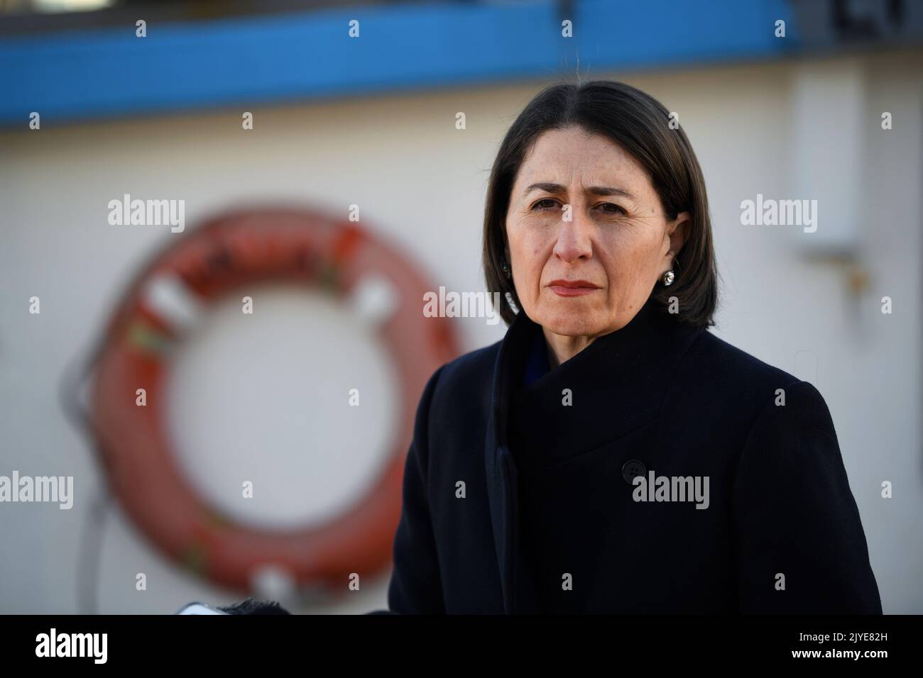 NSW Premier Gladys Berejiklian speaks to the media at the Sydney Fish ...