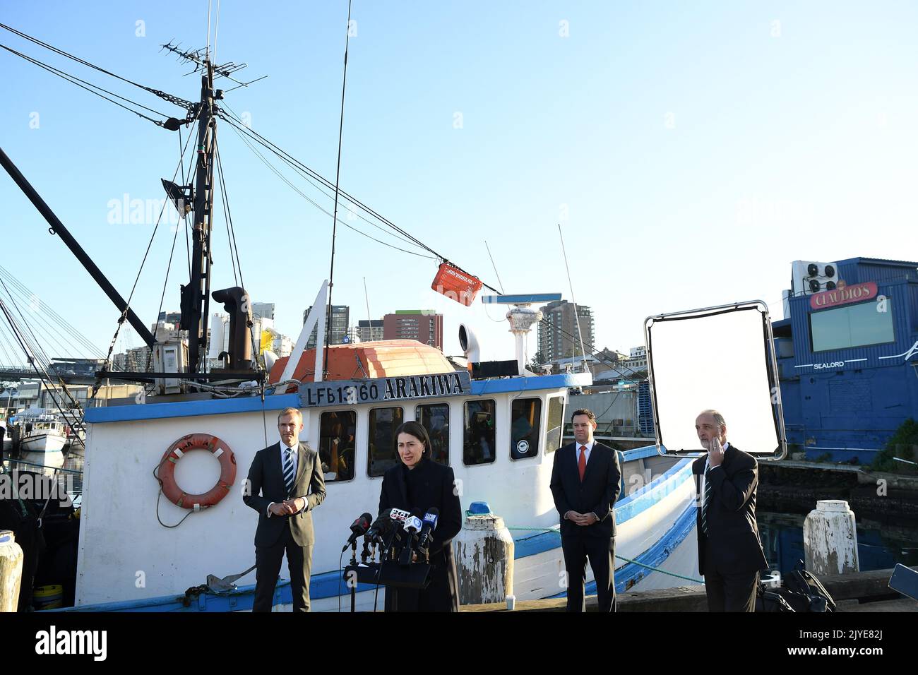 NSW Premier Gladys Berejiklian speaks to the media at the Sydney Fish ...