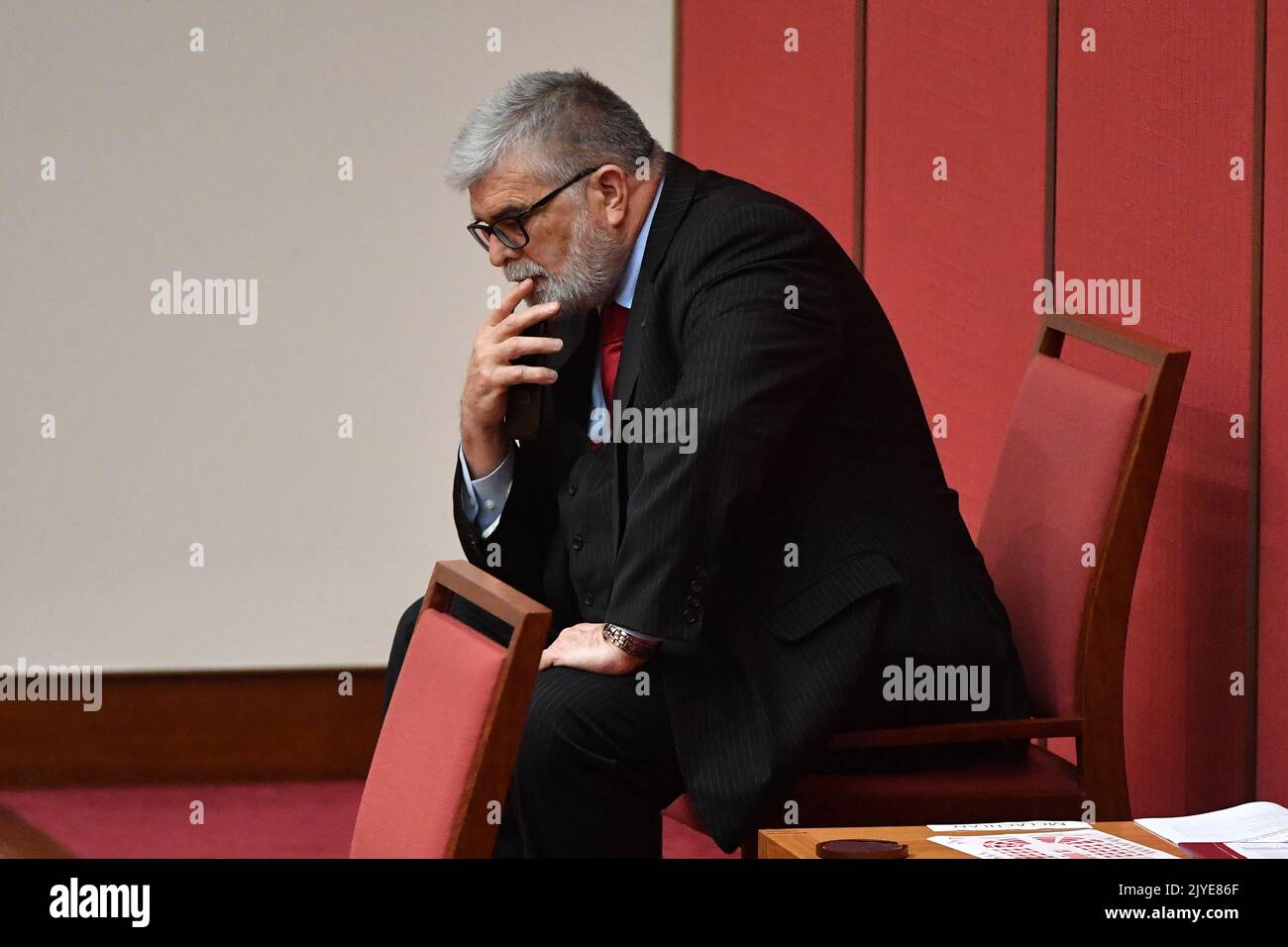 Labor Senator Kim Carr in the Senate chamber at Parliament House in ...