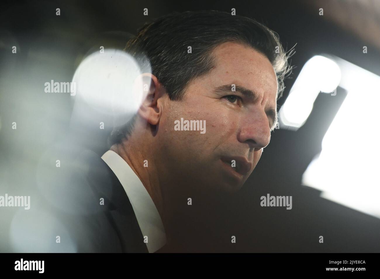 Australian Trade Minister Simon Birmingham delivers his speech at the ...