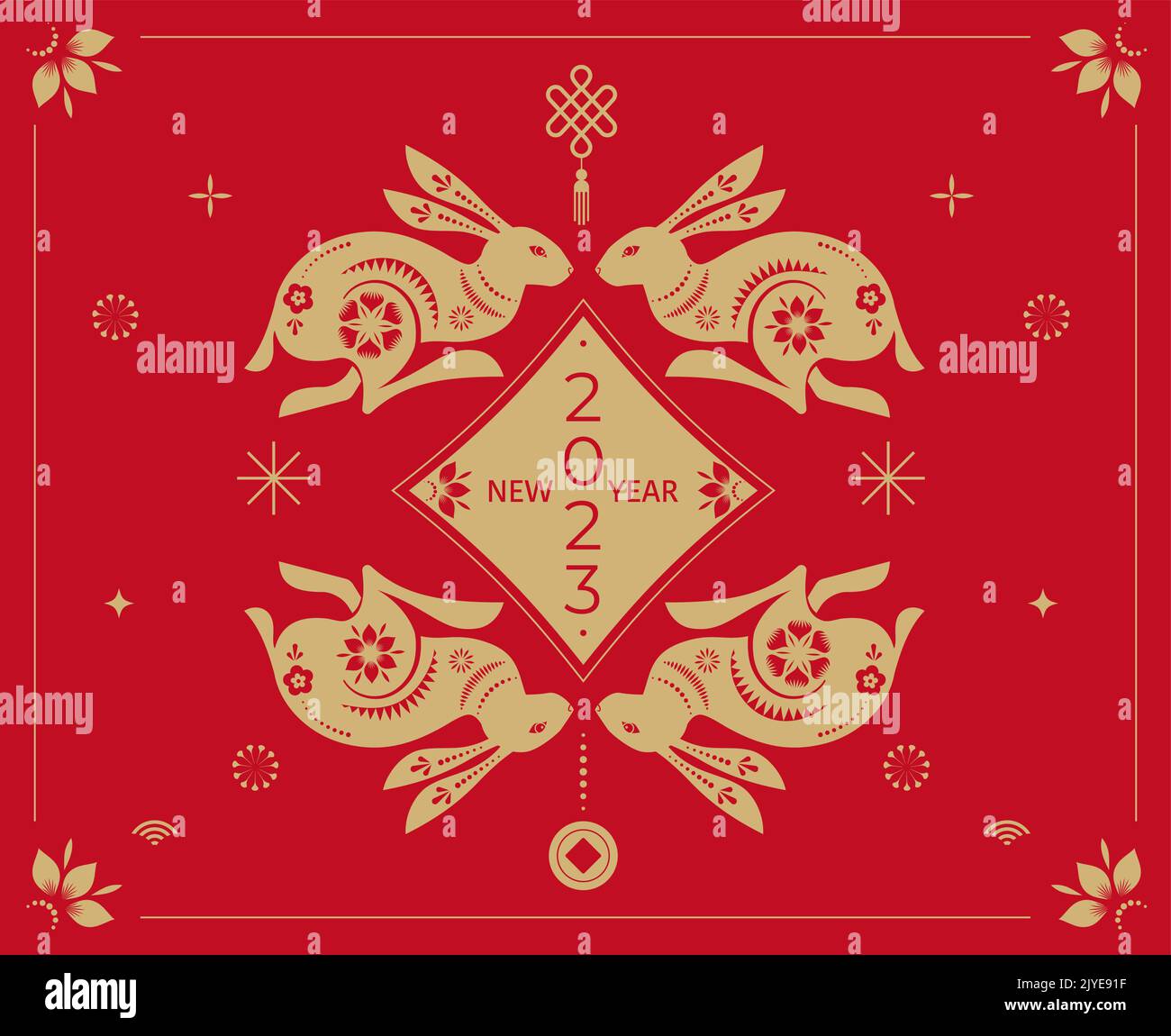 Chinese new year 2023 year of the rabbit - Chinese zodiac symbol, Lunar ...