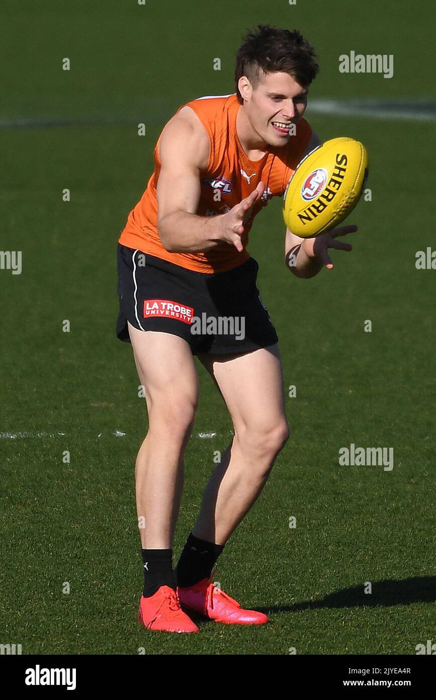 Josh Honey of the Blues in action during an AFL Carlton Blues training ...