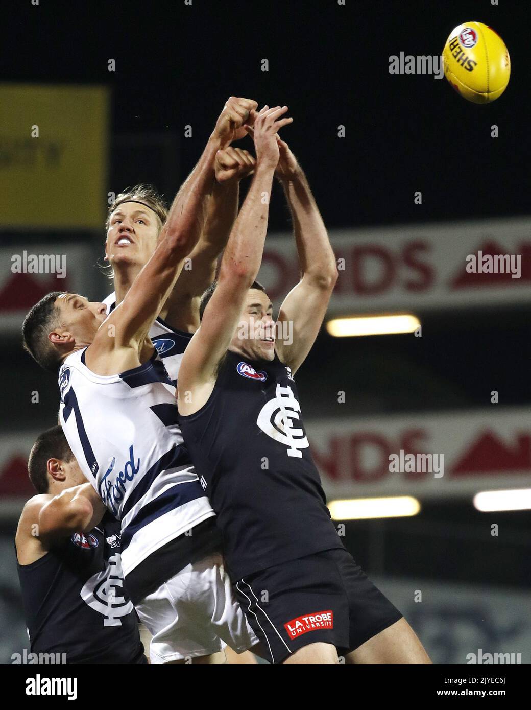Mitch McGovern of the Blues, Harry Taylor of the Cats and Rhys Stanley ...