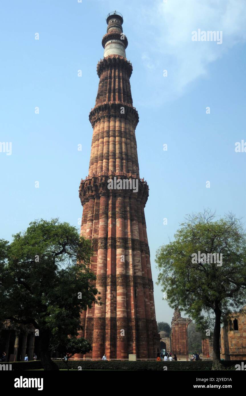 The Qutub Minar was built in 1235 during the Delhi Sultanate. The Qutub ...