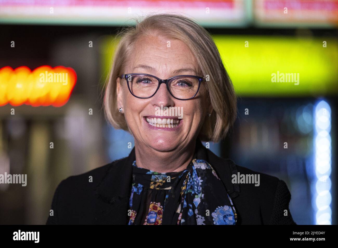 Melbourne Lord Mayor Sally Capp poses reacts during a special breakfast ...