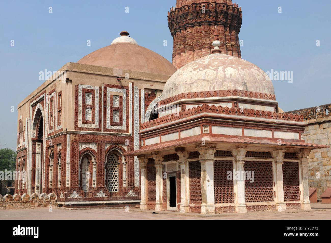 The Qutub Minar was built in 1235 during the Delhi Sultanate. The Qutub ...