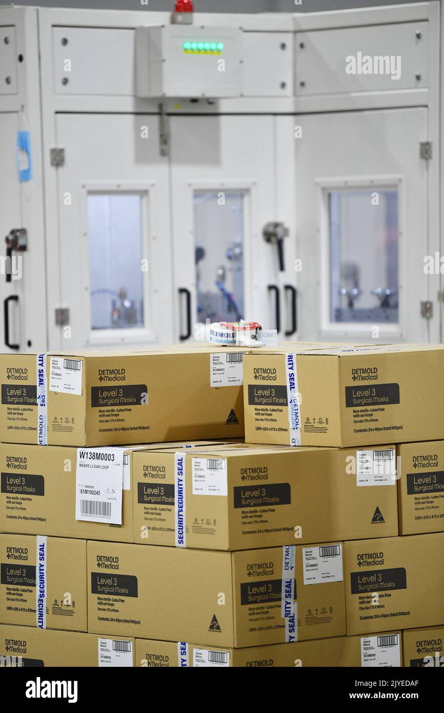 A general view of the production line of the Detmold PPE production ...