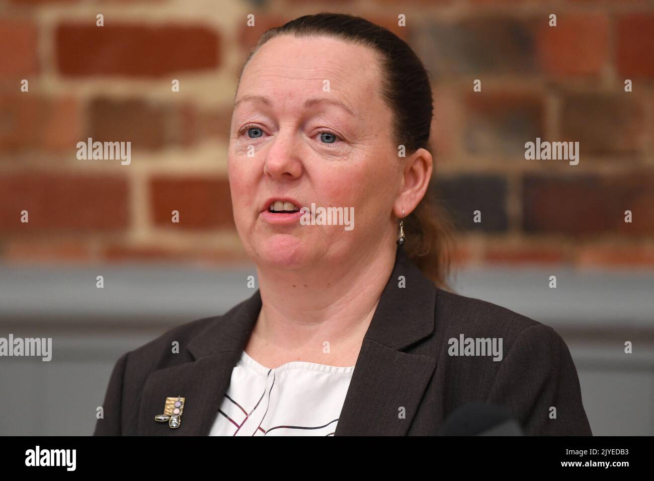 Darebin Mayor Susan Rennie speaks to media during a press conference in ...