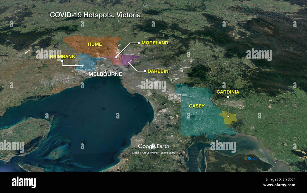 Map showing local council areas in Victoria considered COVID-19 ...