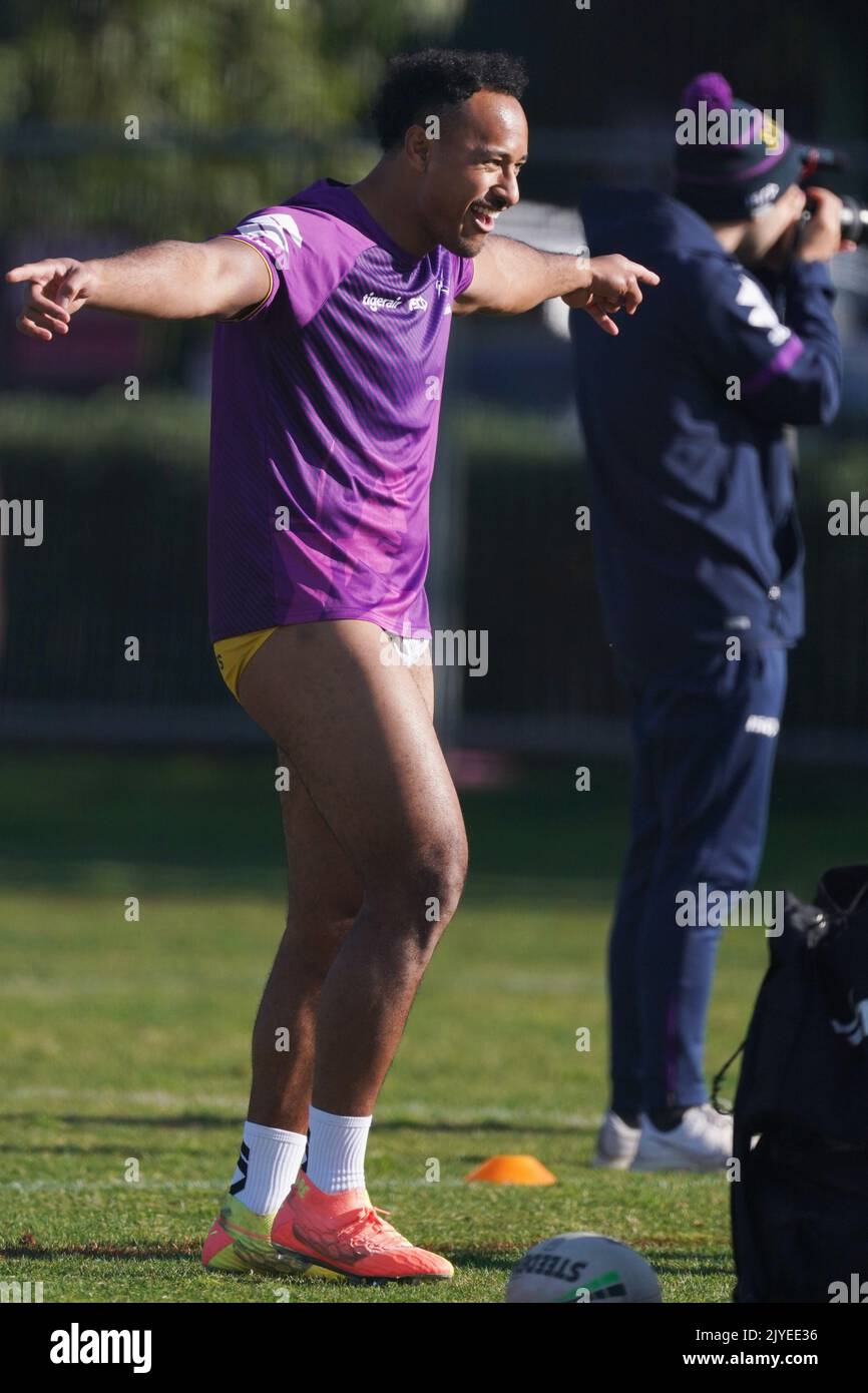Kenneth Bromwich of the Storm reacts while wearing speedos during an ...