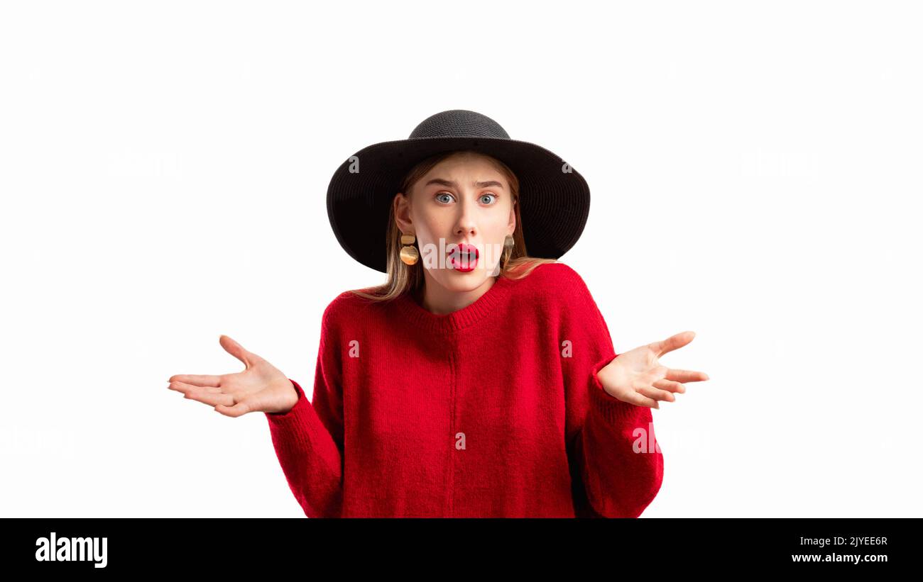 omg wtf puzzled hipster woman clueless face Stock Photo - Alamy