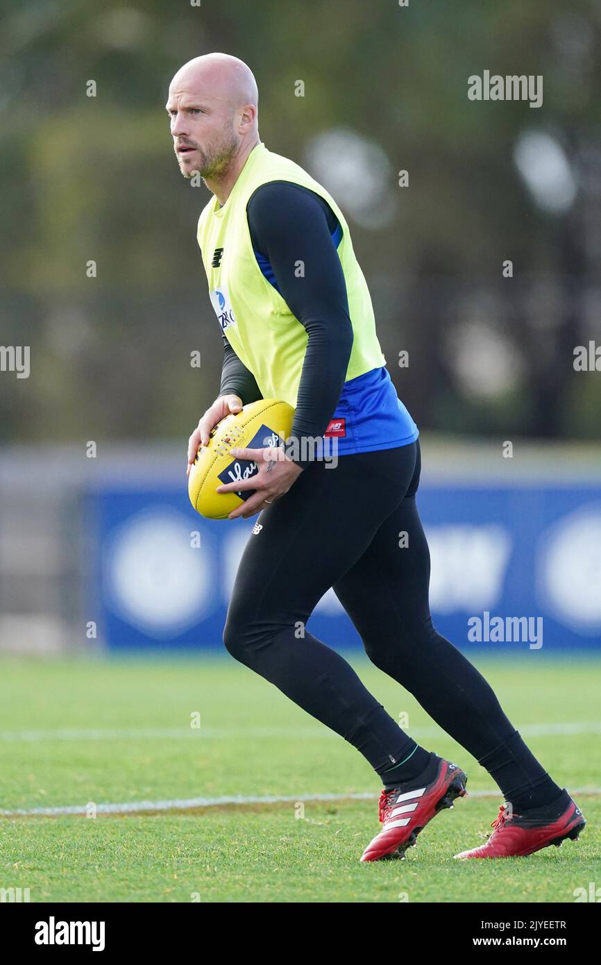 Nathan Jones of the Demons runs with the ball during an AFL Melbourne ...