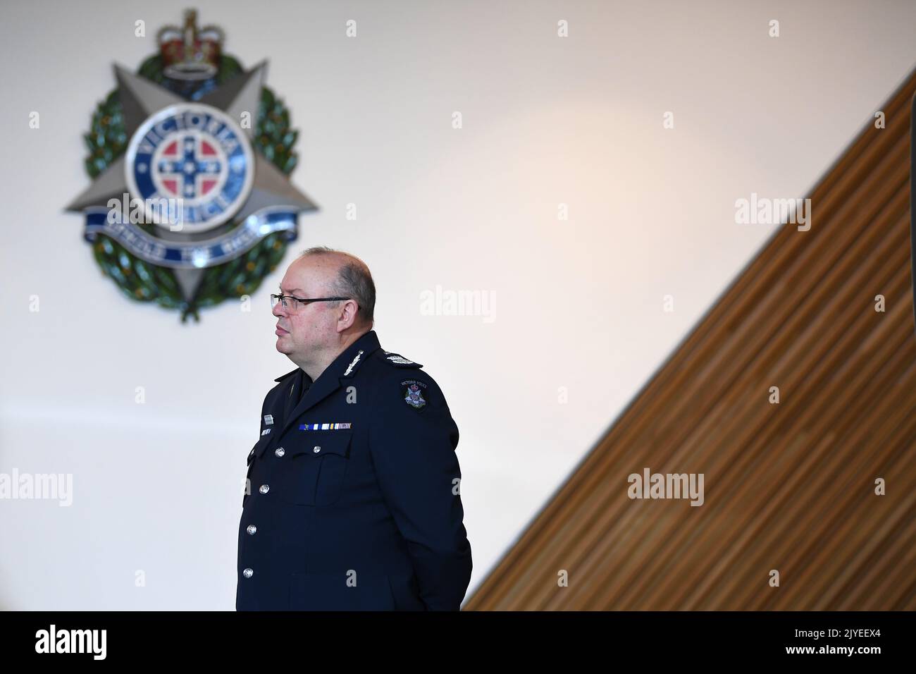 Victoria Police Chief Commissioner Graham Ashton looks on during the ...