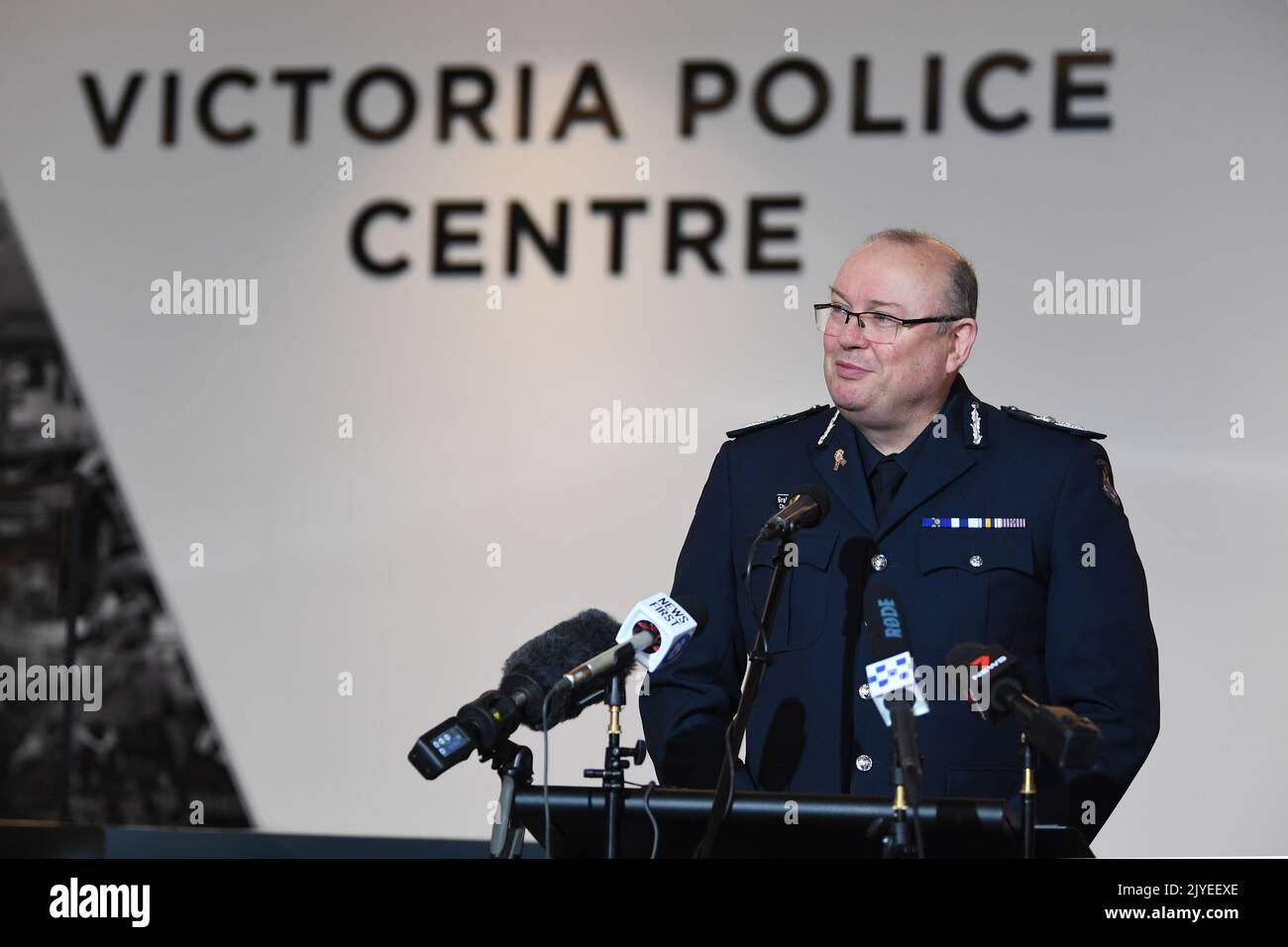 Victoria Police Chief Commissioner Graham Ashton speaks to the media ...