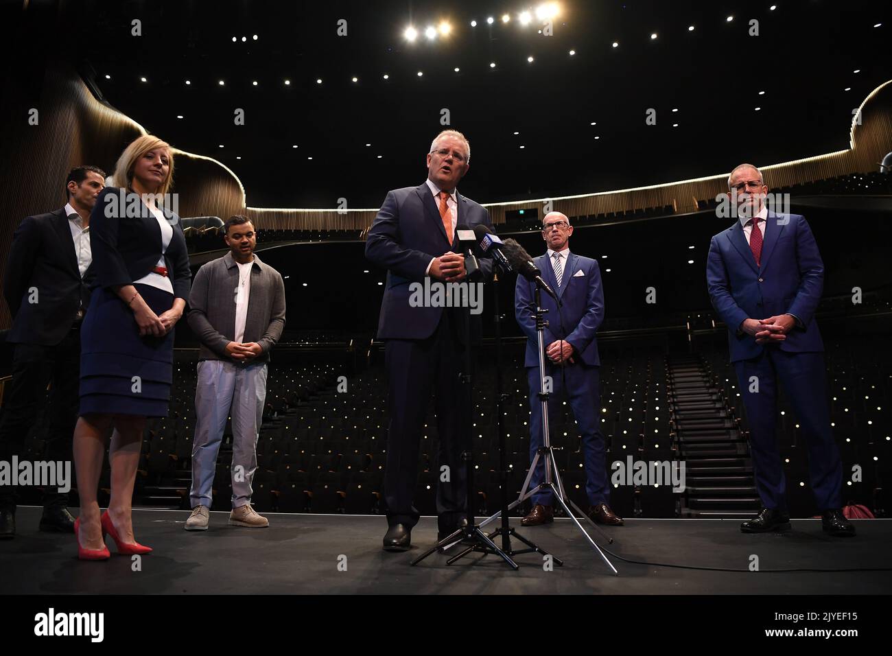 Australian Prime Minister Scott Morrison speaks to the media in the ...
