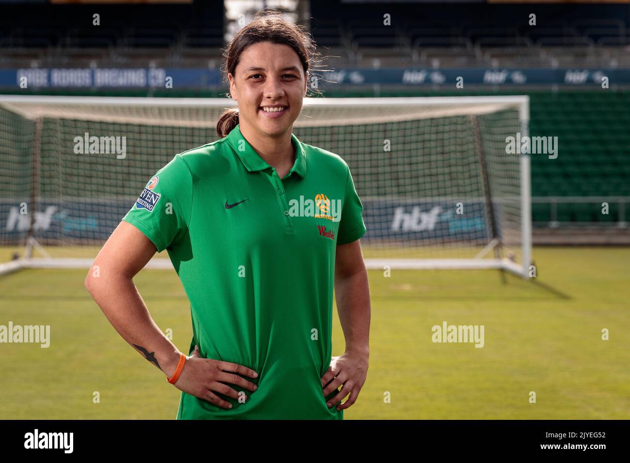Matildas captain Sam Kerr poses for a photograph before a press ...