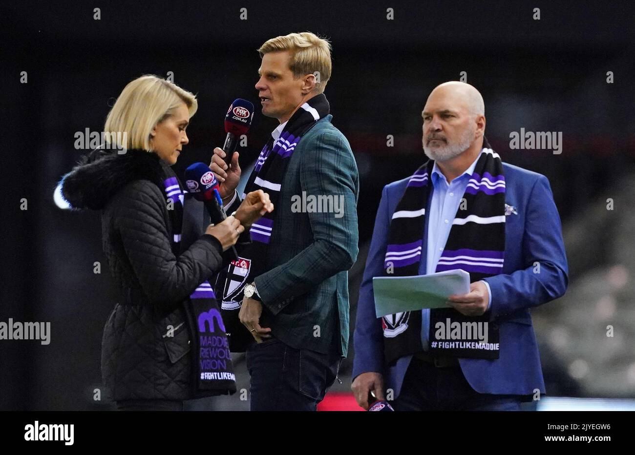 Fox Footy commentators Sarah Jones, Nick Riewoldt and Jason Dunstall ...
