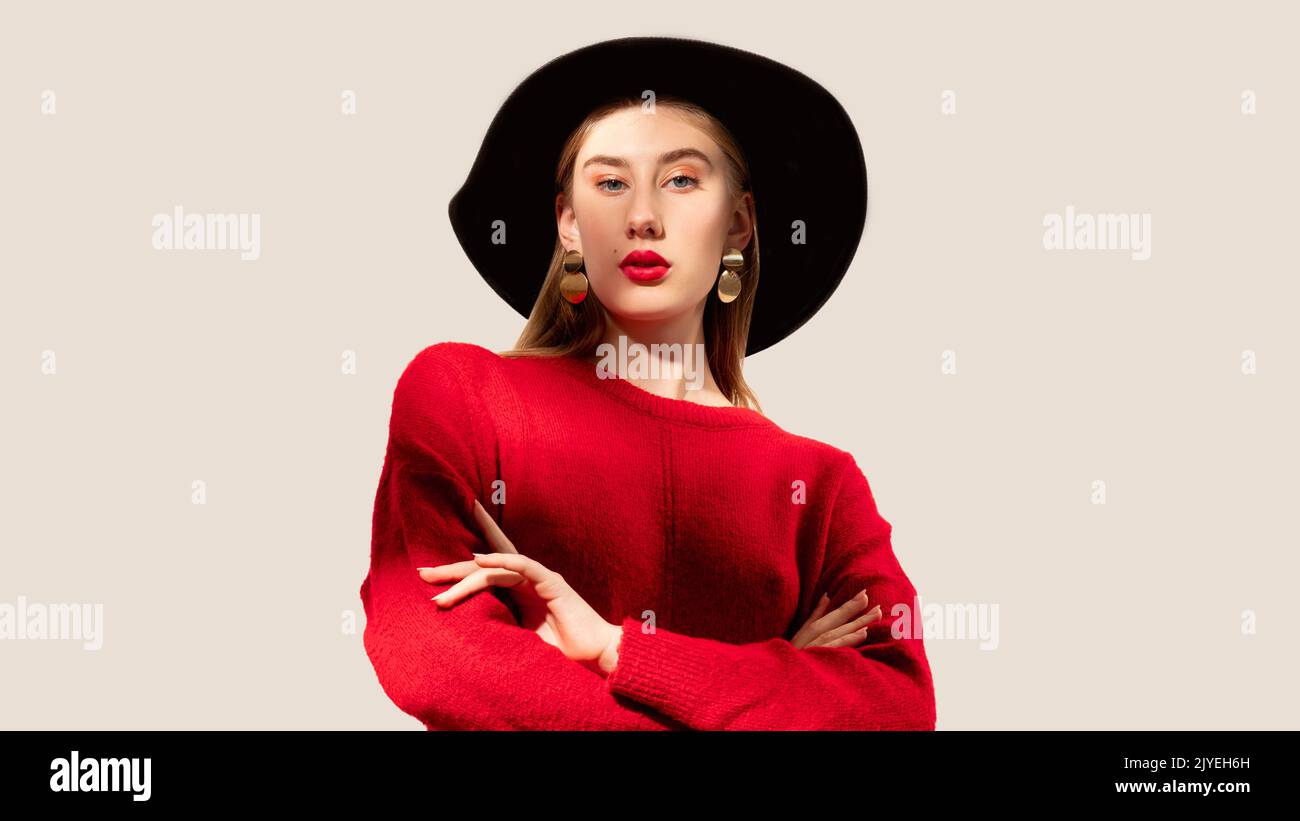 stylish woman trend look fashion model female Stock Photo - Alamy