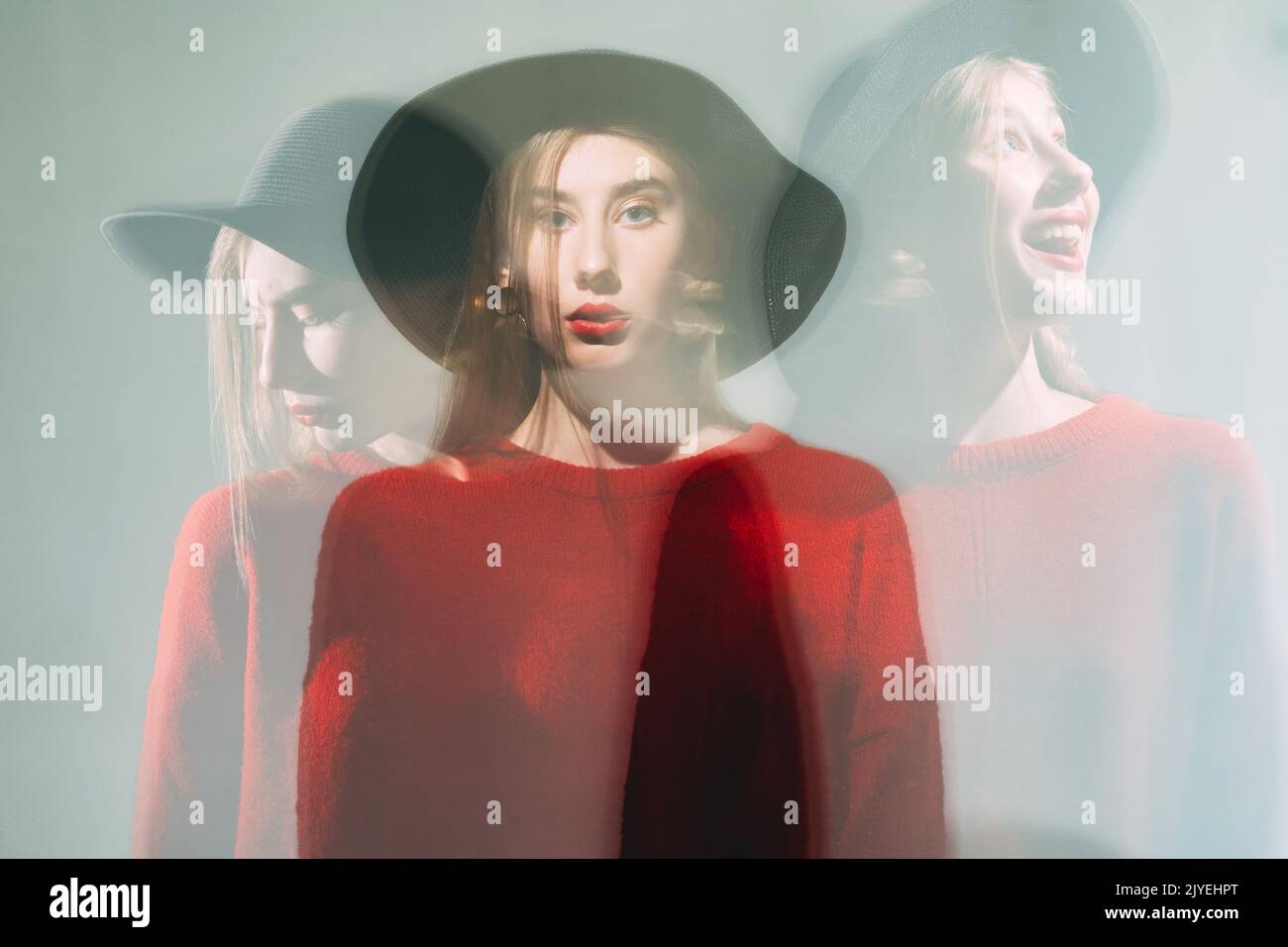 motion blur female portrait bipolar disorder Stock Photo - Alamy
