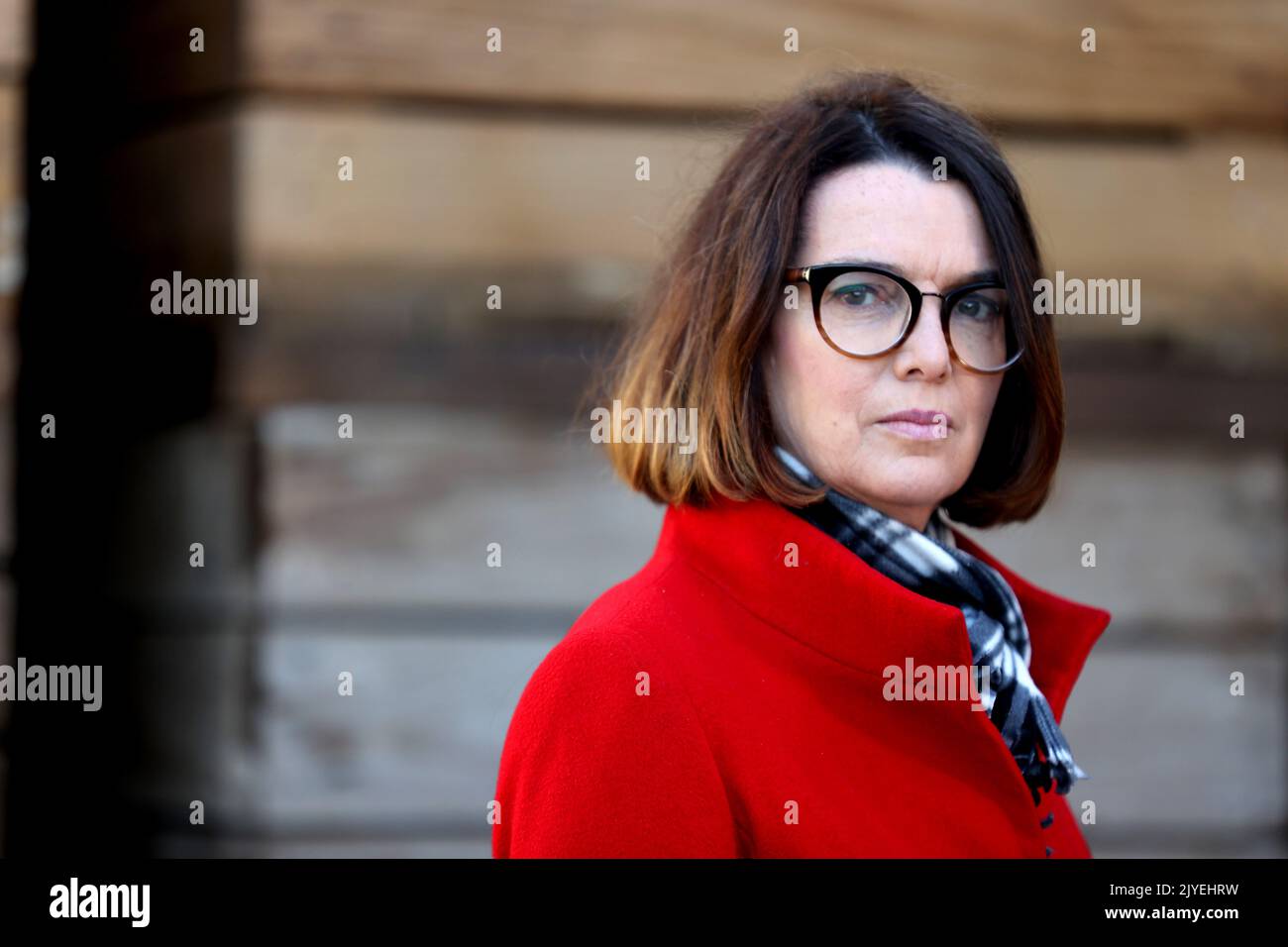 Senator Ann Rushton is seen during a visit to Applelinna Orchards in ...