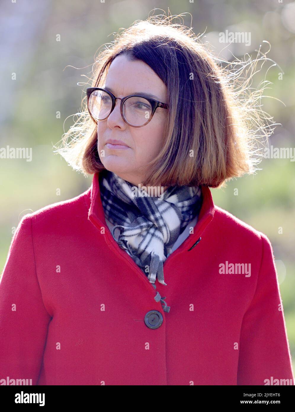 Senator Ann Rushton is seen during a visit to Applelinna Orchards in ...