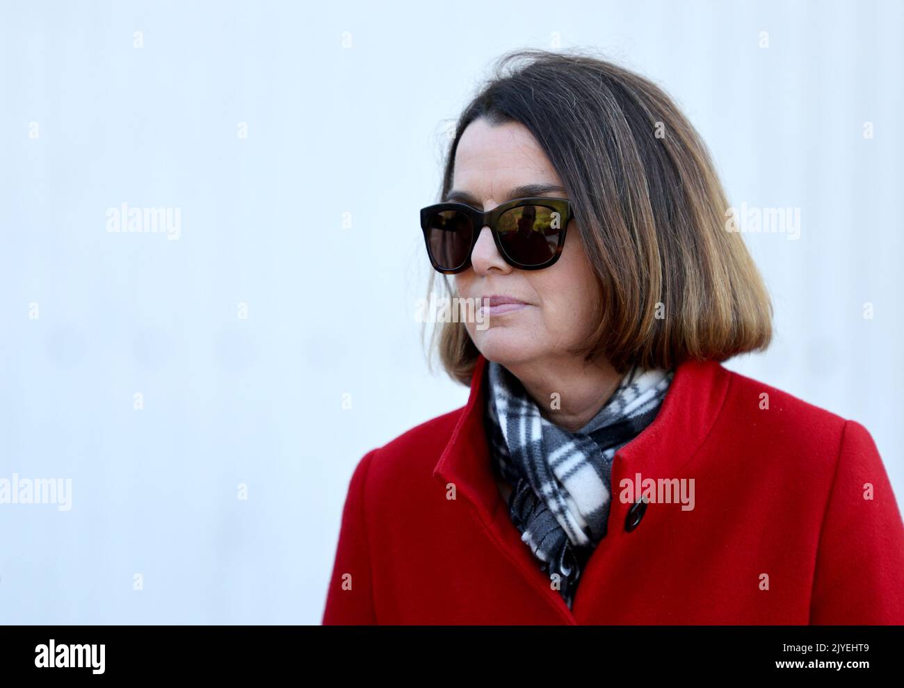 Senator Ann Rushton is seen during a visit to Applelinna Orchards in ...