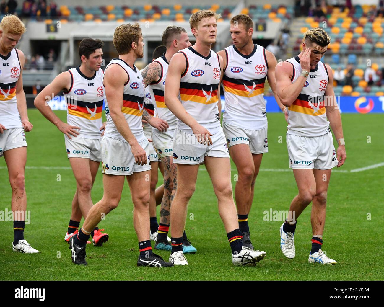 Crows players are seen after losing the Round 4 AFL match between the ...